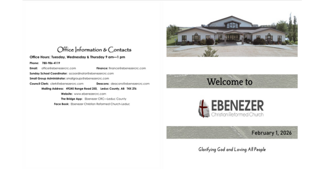 February 1, 2025 Bulletin | Ebenezer Christian Reformed Church